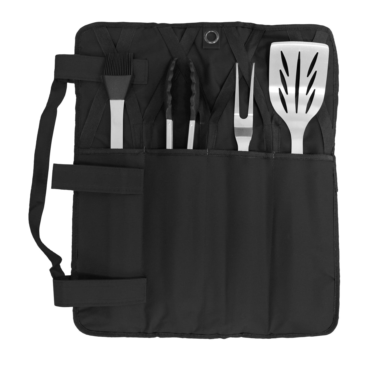 ROLL UP 4PC BBQ TOOL SET with free bag – www.onlinebraaishop.co.za