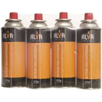 ALVA BUTANE GAS CANISTERS 220g – www.onlinebraaishop.co.za